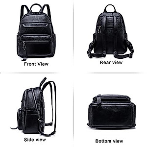 AMELIE GALANTI Small Black Backpack Purse For Women,Womens Casual Leather Daypack Backpacks