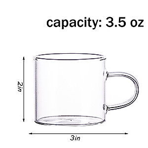 Motanber Espresso Cups Set of 8, Espresso Shot Glass 3.5 OZ, Mini Glass Cup, Clear Glass Tea Mugs, Small Coffee Cup with Handle for Latte, Tea, Espresso Machine