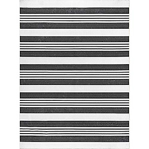 nuLOOM Lena Machine Washable Striped Area Rug, 5' x 8', Grey
