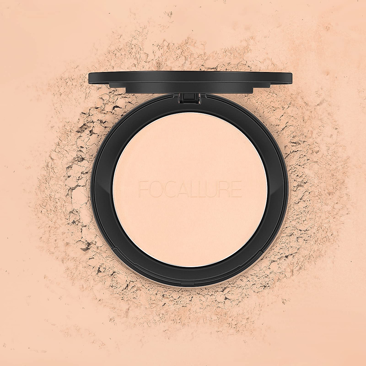 FOCALLURE Flawless Pressed Powder, Control Shine & Smooth Complexion, Pressed Setting Powder Foundation Makeup, Portable Face Powder Compact, Long-Lasting Matte Finish, Porcelain