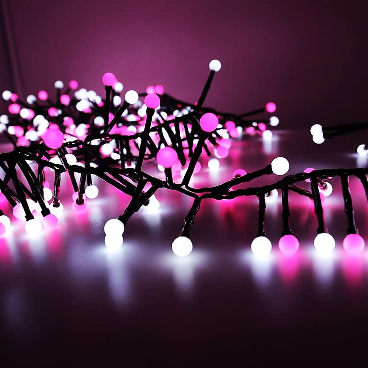 Valentines Day Globe String Lights, Valentines Decor Fairy Lights 8 Modes with Solar Plane&Plug in, 250 LEDs Lights Valentines Decoration Party Bedroom Home Indoor Outdoor(Pink White)