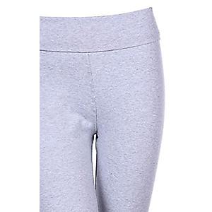 T Party Thick Cotton Yoga Pants with Fold Over Waistband, Large, Heather Gray