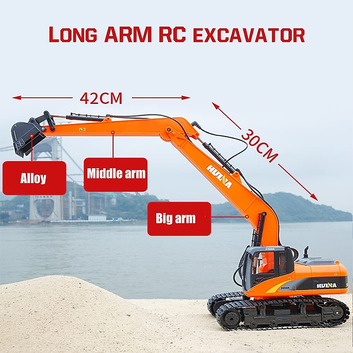 QIYHBVR 15 CH Super Long Robotic Arm Remote Control Digger,Toy Digger Remote Control Engineering Sand Digger Construction Vehicle Toy RC Excavator Toy Cars for Kids