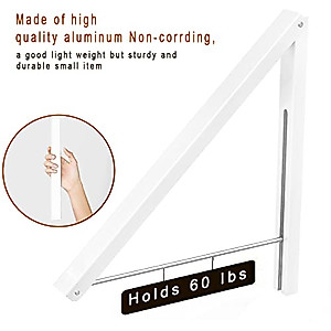 Anjuer Folding Clothes Hanger Wall Mounted Retractable Clothes Rack, Aluminum, Easy Installation, White