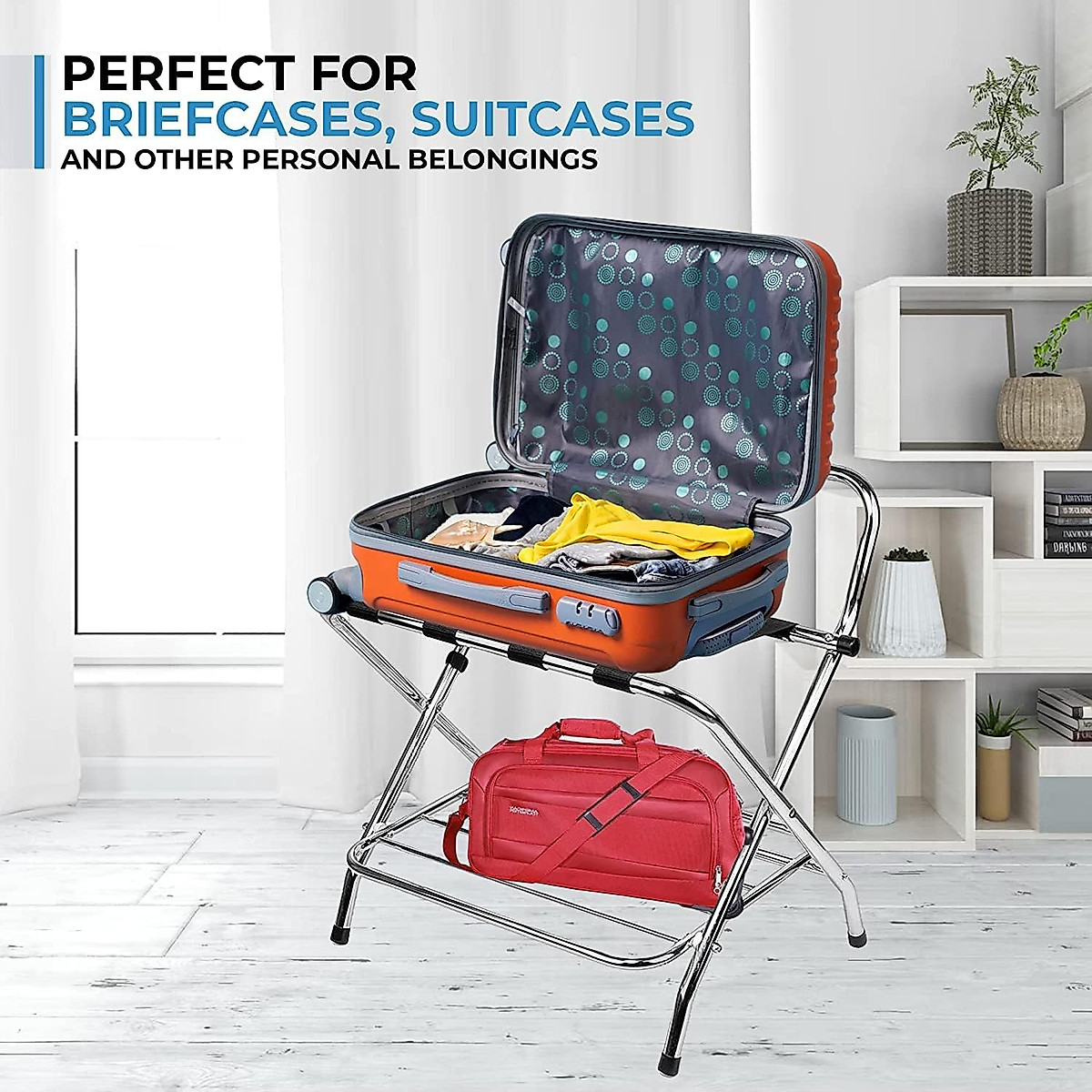 USTECH Foldable Luggage Rack, Metal Suitcase Stand for Guest Room