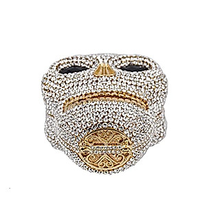 DJBM Halloween 3D Skull Clutch Purse Evening Bag Rhinestone Bag Crystal Metal Clutch for Women Evening Cocktail Party, Silver