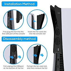 FYOUNG 2 in 1 Slim Cooling Fan with Headest Hanger Holder Compatible with PlayStation 5 Digital Edition & Ultra HD Console, Cooling System Cooler Fan for PS5 with 3 Cooling Fans and Extra USB Port