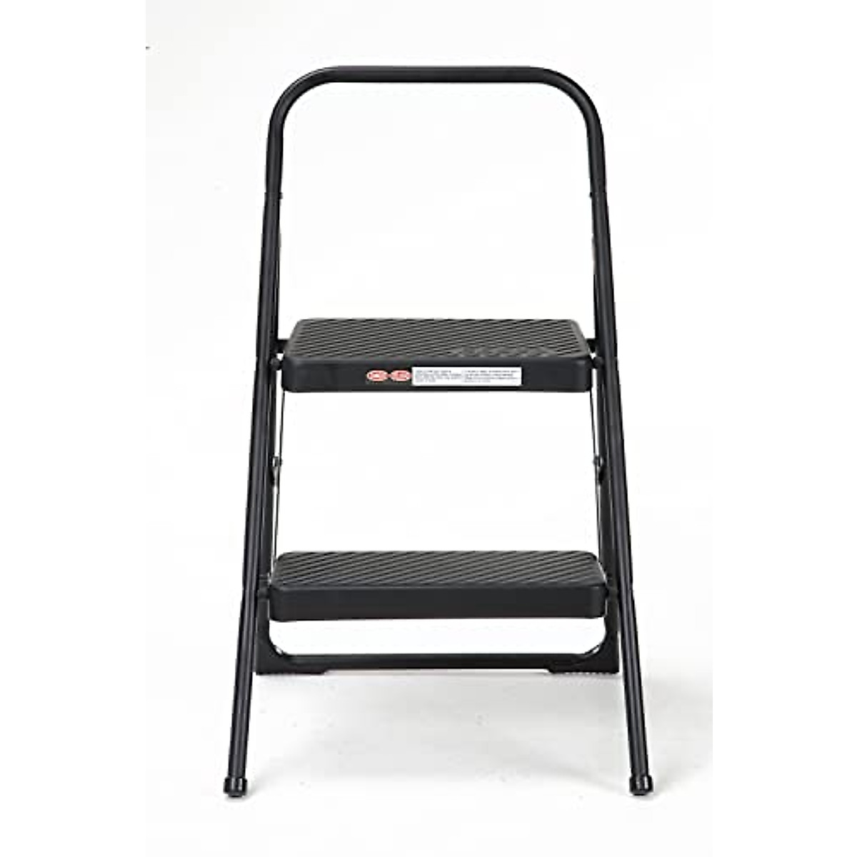 COSCO Two-Step Household Folding Step Stool, All Black, 7ft 11in Reach Height