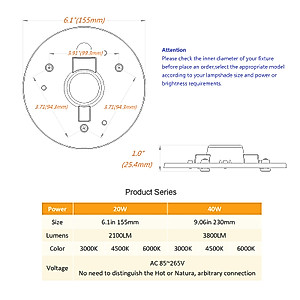 Siomen 6" 20W 2100LM 6000K AC85~265V Max 277V,LED Light Engine Retrofit Kit for Ceiling Fan Light,LED Light Board Panel for Ceiling Flush Light Circle Fluorescent Bulb Replacement