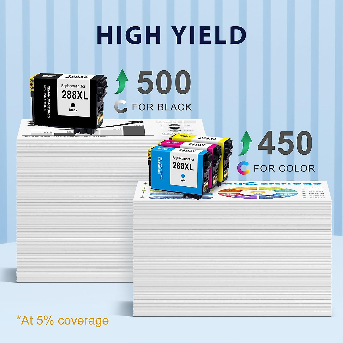 MYCARTRIDGE Remanufactured Ink Cartridge Replacement for Epson 288XL 288 XL T288XL for Epson XP-430 XP-330 XP-434 XP-440 XP-446 XP-340 Printer Ink Cartridges (1 Black,1 Cyan,1 Magenta, 1 Yellow)