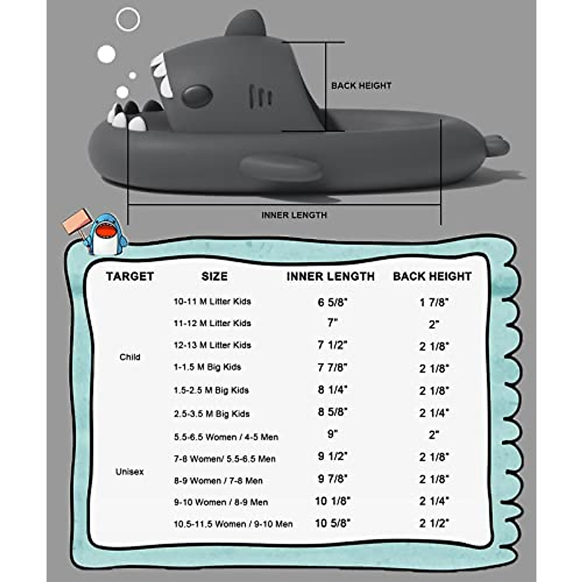 Metog Cloud Shark Slides Non-Slip Open Toe Slippers Kids Girls Boy Cute Lightweight Sandals on Beach Pool Shower