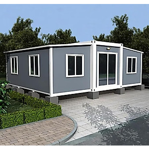 HUGHEARTS Portable Prefabricated Tiny Home 20x20ft, Mobile Expandable Plastic Prefab House for Hotel, Booth, Office, Guard House, Shop, Villa, Warehouse, Workshop (with Restroom)