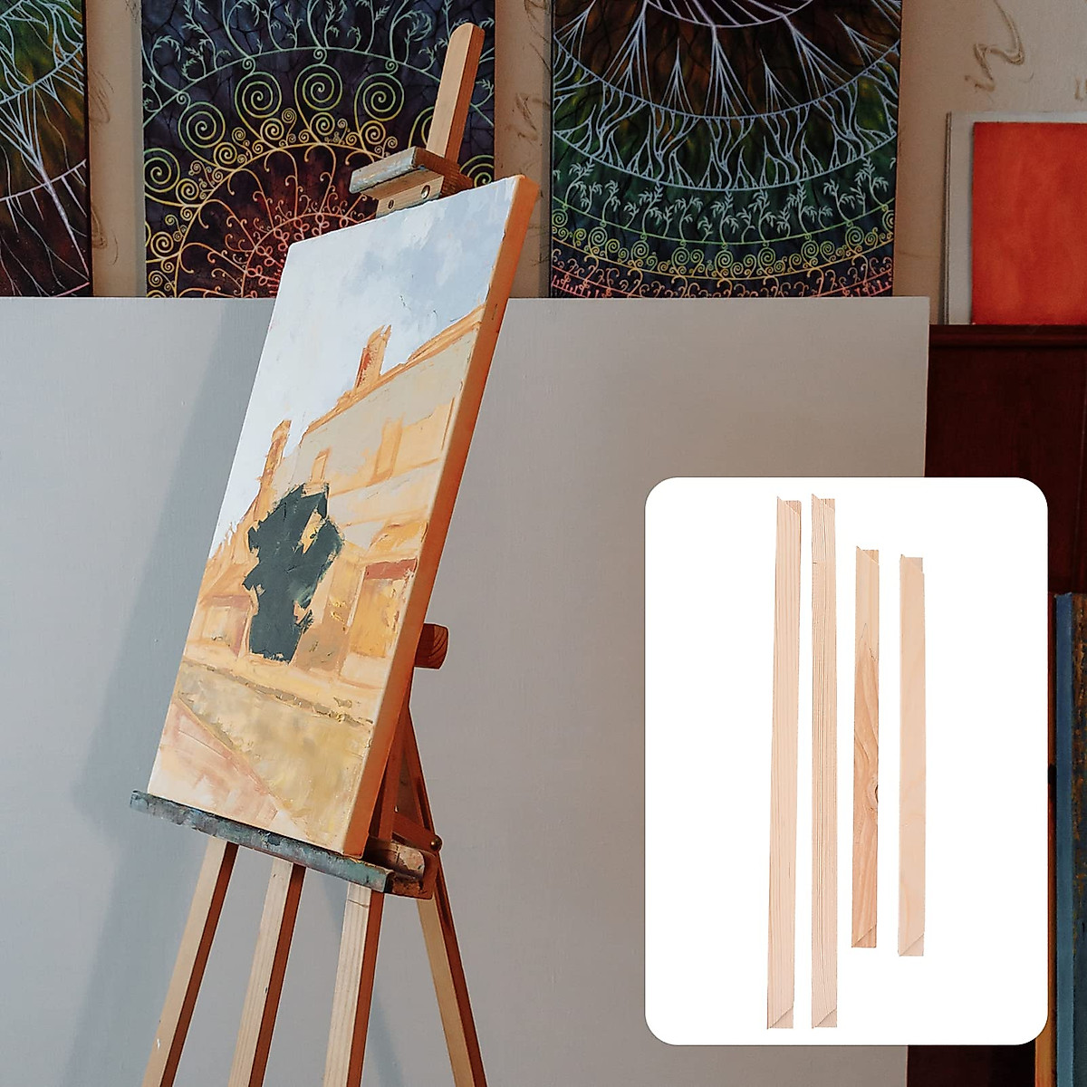 1 Set Canvas Frame Oil Painting Base Frame Practical Oil Canvas Stretcher Canvas Supporting Frame DIY Frame Bars Frame for Oil Paintings DIY Canvas Stretcher Canvas Stretched Frame