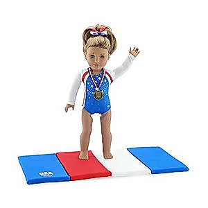 Emily Rose Doll Clothes,18 Inch Gymnastics Sports Outfit for Dolls, Doll Gymnastic Accessories with Medal and Face Stickers, Gymnast Toy Compatible with American Girl Dolls, Designed in USA