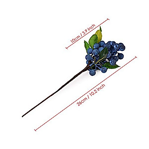DS. DISTINCTIVE STYLE Artificial Blueberries 4 Pieces Lifelike Faux Fruit Berries Fake Flowers for Decoration (Blue)