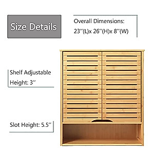 DRDINGRUI Bamboo Cabinet, Wall Mount Cabinet for Bathroom, Medicine Cabinet with Shelf