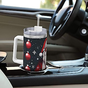 HULIBIN Christmas Santa Clauss Print Double Deck Stainless Steel Travel Coffee Cup With Lid 40 Oz Ice Bully Cup
