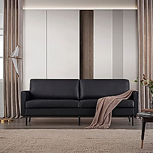 Z-hom 70" Top-Grain Leather Sofa, 2-Seat Upholstered Loveseat Sofa Modern Couch, Luxury Classic for Living Room Bedroom Apartment Office