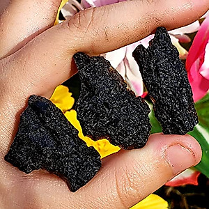 Black Tibetan Tektite Rare Meteorite Natural Crystal Gemstone unique free form Specimen from Tibet - 3pc set