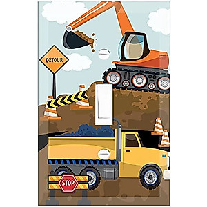 Truck Boys Room Light Switch Cover Plate Kids Decorative Tractor Nursery Teen Toddler Room Decor Bedroom Bathroom Playroom (Construction Truck)