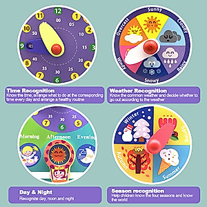 Wooden Montessori Toddler Learning Clock, Telling Time Teaching Clock & Time Calendar Cognitive Board, Preschool Learning Educational Toys for 3+ Years Old Boys and Girls