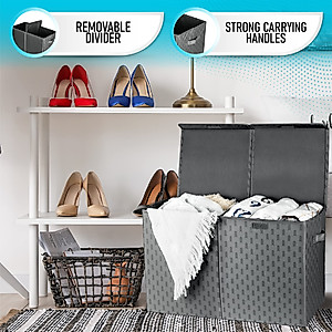 Hula Home Toy Storage (3pc) Large - Collapsible Chest Bins w/Lids | Premium Polyester Linen Fabric - Foldable Box Organizer Closet Trunk Container Basket w/Cover for Boys Girls Bedroom Nursery(Gray)