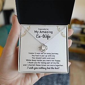 To My Especially Amazing Ex Wife Necklace, Funny Best Ex Wife Jewelry Gift On Her Anniversary Birthday Christmas From Ex Husband. (Two Toned Box)