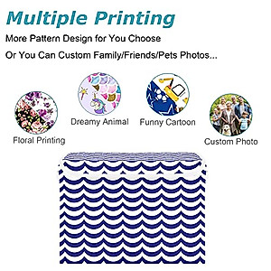 CaTaKu Retro Blue Waves Storage Bins with Lids and Handles, Fabric Large Storage Container Cube Basket with Lid Decorative Storage Boxes for Organizing Clothes