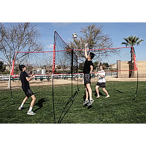 PowerNet Four Square Volleyball Net | Fun New Game | Play at The Park or Beach | 2 Versions (Standalone Four Square)