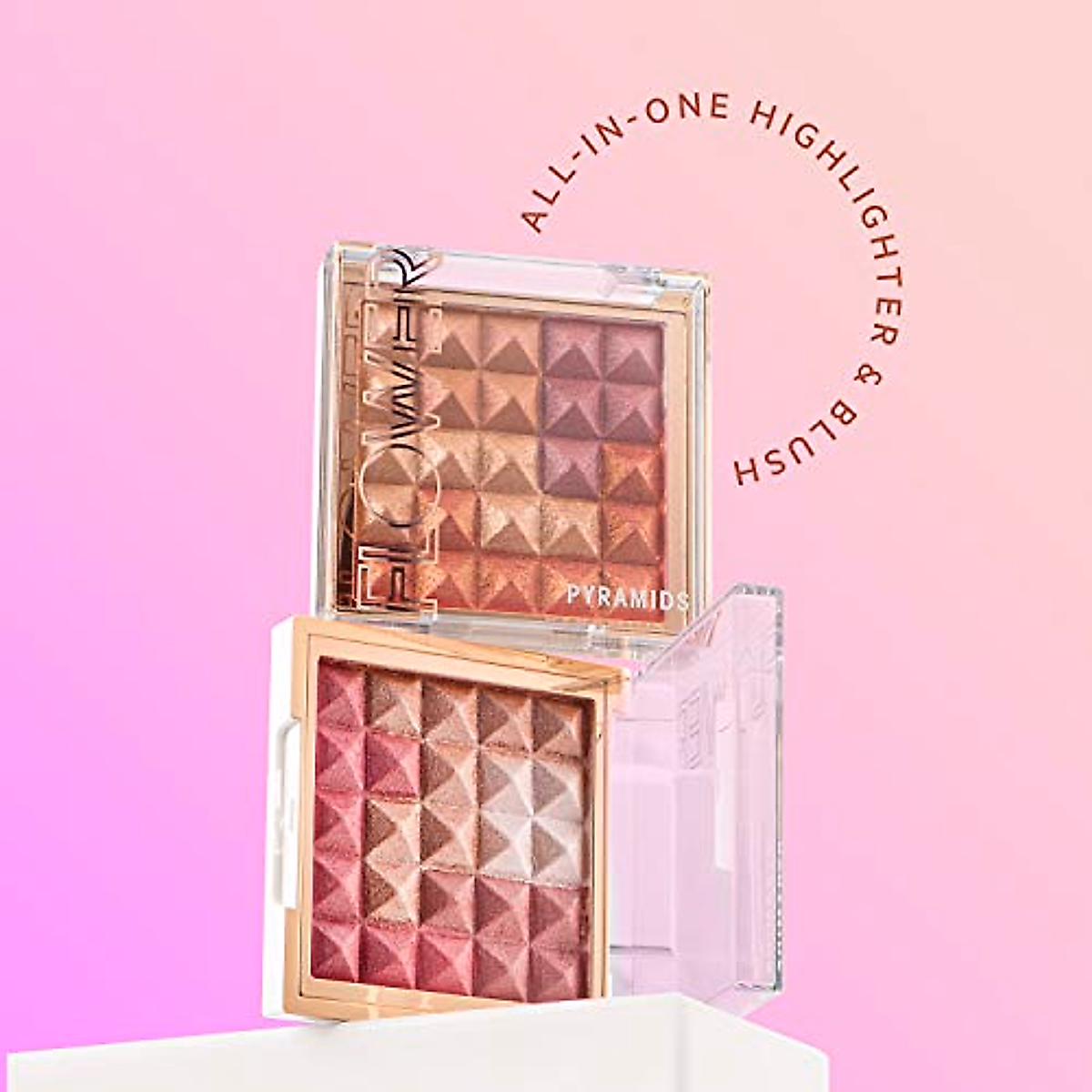 FLOWER Beauty Pyramids Highlighter + Blush Cheek Color - All-In-One Blush + Highlighter Makeup - Radiant Glow + Pigmented Blush - Cruelty-Free + Vegan (Rose Glow)