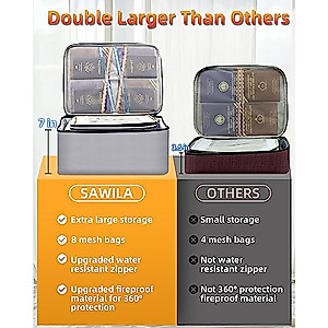 Large Fireproof Document Bag with Lock - 5-Layer Protection, Water-Resistant 3-Layer File Organizer with Reflective Stripe - for Safeguarding Legal Papers, Certificates, Laptops, and Valuables