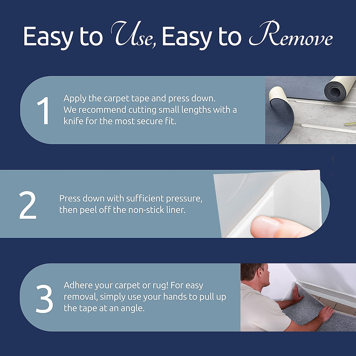 Reli. Carpet Tape | 2" x 45 Yards (Bulk Value) | Double Sided Carpet Tape for Hardwood Floors | Heavy Duty Keeps Rug in Place | Indoor/Outdoor Rug Tape for Area Rug, Laminate | Rug Gripper | White