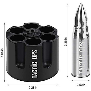 Bullet Shaped Bourbon Stones - Made of Stainless Steel - SUPER COLD! XL 2.5" - 6-Pack Whiskey Rocks - Metal Ice Stone Cubes Chillers Scotch - Valentine's Day gift for him
