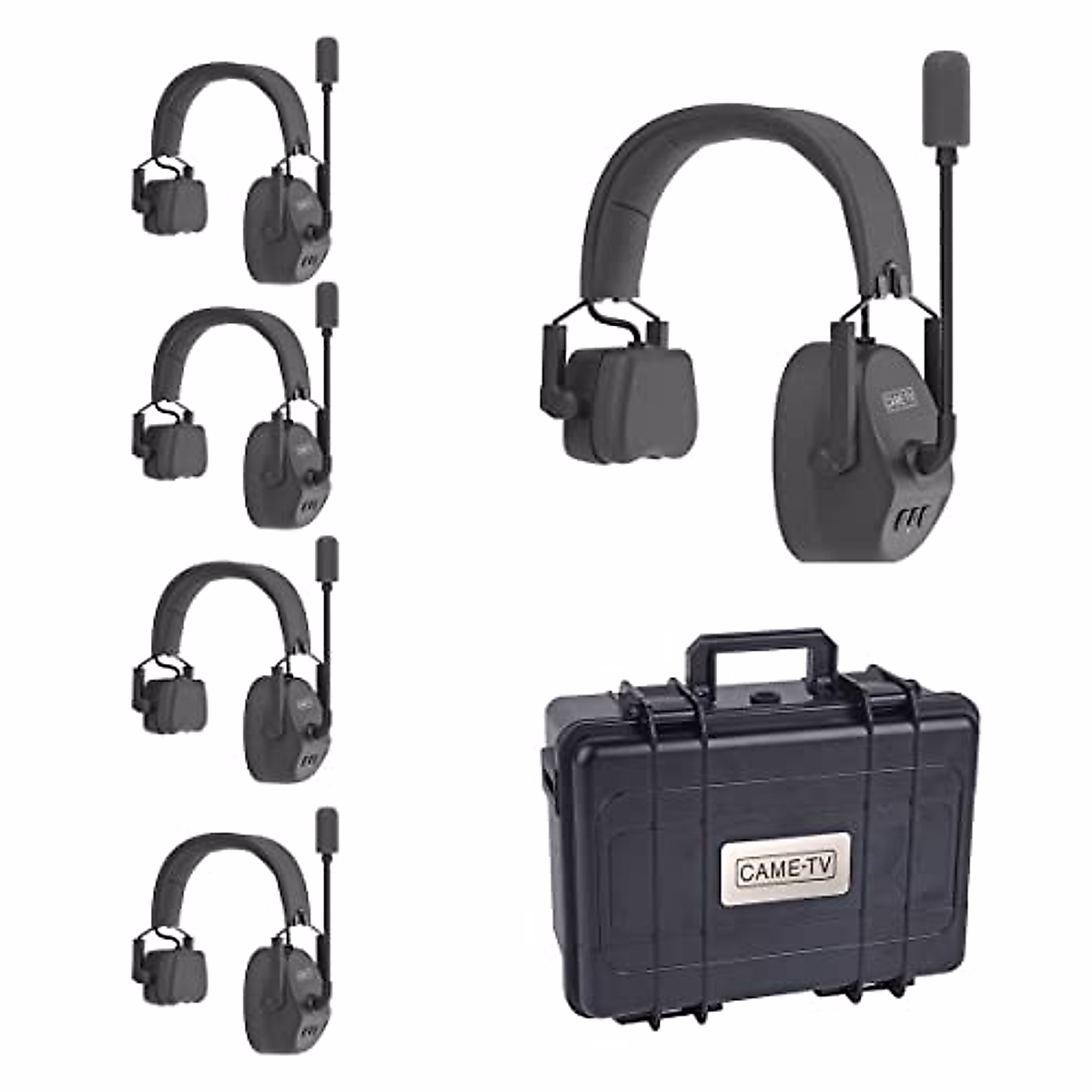 Came-TV Kuminik8 Wireless Intercom Headset Full Duplex Distance up to 1500ft (450 Meters) with Hardcase Single Ear (5-Pack)