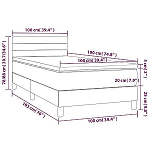 TIFITGO Indoor Fashion Furniture Beds Accessories Box Spring Bed 76"x39.4" Single Bed with Mattress&LED Light Gray Twin Fabric Bed Frames US Stock Fast Shipment