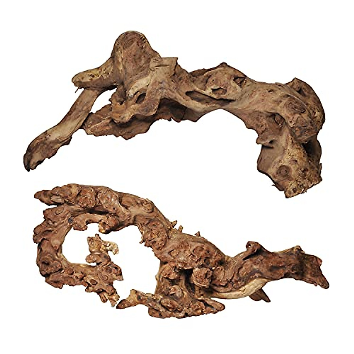 Aucks Natural Large Driftwood for Fish Tank Decoration,12 Inch-14 Inch Pack of 2 Pieces, Driftwood for Aquarium Reptile Decor, Brown