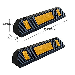 Parking Stopper for Garage Floor, Blocks Car Wheels as Parking Aid and Stops the Tires, acting as Rubber Parking Curbs that Protect Vehicle Bumpers and Garage Walls, 23.6"x4.7"x3.9" (Pack of 2)