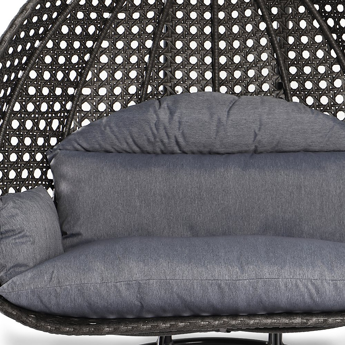 Island Gale® Luxury 2 Person Wicker Swing Chair ((2 Person) X-Large, Charcoal Rattan/Charcoal Cushion)
