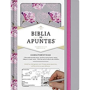 Biblia Reina Valera 1960 de apuntes gris y floreado , tela impresa | RVR 1960 NoteTaking Bible, Grey and Pink, Cloth over Board (Spanish Edition)