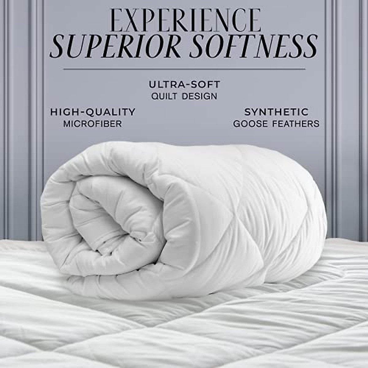 Italian Luxury King/Cal King Comforter 2100 Series Goose Down Alternative Bed Comforters Soft, Machine Washable Blanket, All-Season Bedding Diamond Baffle Stitched Duvet Insert White