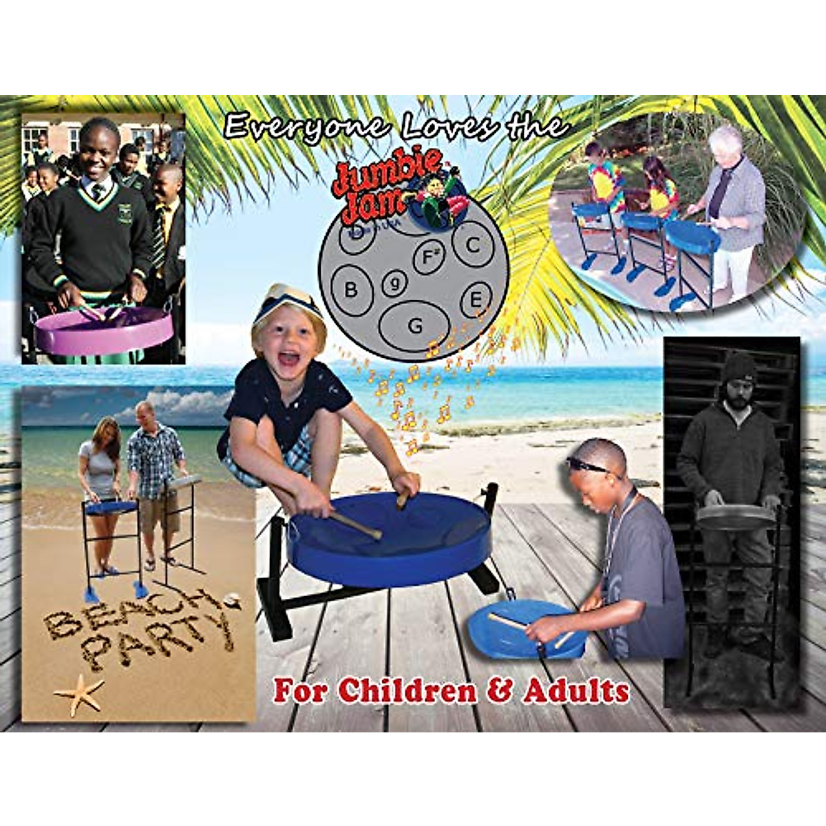 Panyard Jumbie Jam Authentic Steel Drum Kit Chrome Finish with Tube Floor Stand