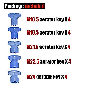 JQK Cache Faucet Aerator Key, Removal Wrench Tool for M 16.5 18.5 21.5 22.5 24 cache aerators, 5 Set (Pack of 4), HAK5S-P4
