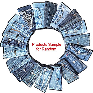 Bijoux de Ja Upcycling Blue Denim Versatile Decorated Flap Cover Pocket Money Long Wallet Purse Clutch for Women (RANDOM)