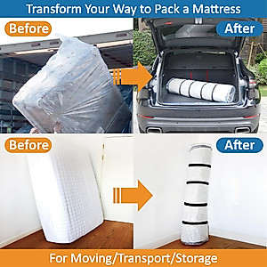 Queen/Full/Full-XL Foam Mattress Vacuum Bag for Moving, Vacuum Seal Mattress Bag with Straps