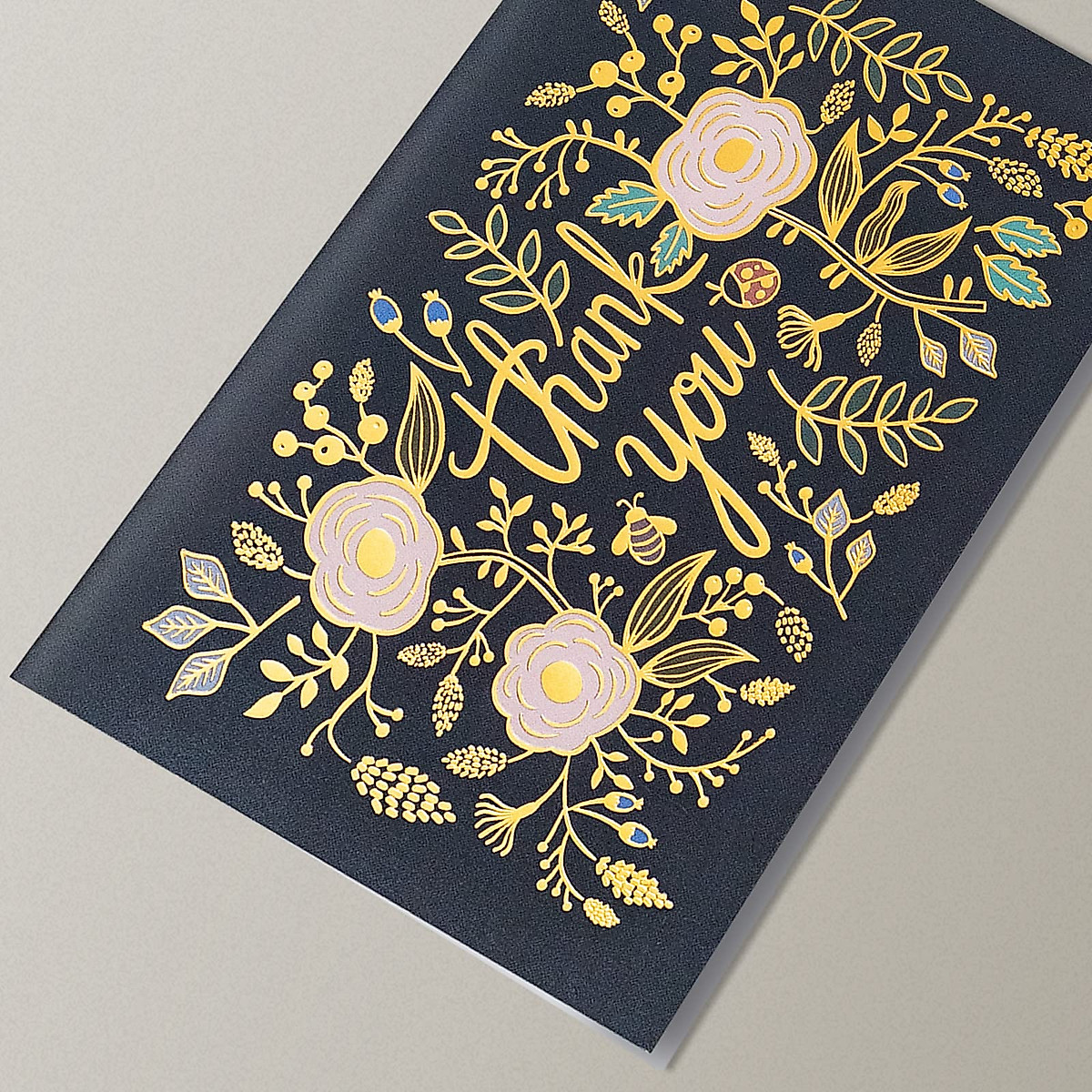 Prims & Flourish Thank You Cards with Envelopes, 24-Count Thank You Notes, Gold Foil Floral Designs, 4 x 6 Inches, Blank Inside Thank You Cards Bulk for Weddings, Bridal Showers, Baby Showers