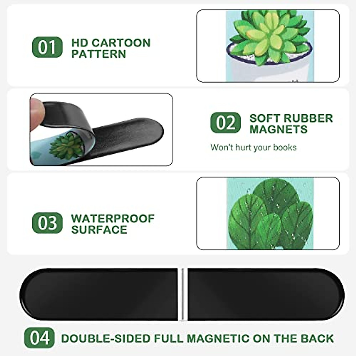 MWOOT 30Pcs Magnetic Bookmarks, Cute Assorted Magnet Page Markers Set, Cartoon Fruit Magnetic Page Clips Bookmark for Kids Students School Office Book Lovers Reading Supplies(30 Styles, 6x2CM)