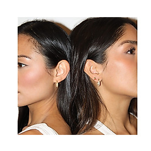 ELISE & DREW - 18k Gold Plated Hoop Earrings, Small Hoop Earrings for women, Stainless Steel, Cubic Zirconia, Gold Earrings for Women, Chunky Earrings, Waterproof, Tarnish Free