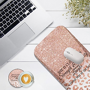 Ergonomic Mouse Pad Wrist Support, Memory Foam Gel Mouse Pad, Pain Relief and Non-Slip PU Base, Office PC Computer Wireless Mouse and Desk Wrist Pad, Leopard Star Proverbs 31:25