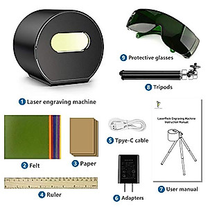 LaserPecker 1 Laser Engraver, Mini Engraving Machine Portable Laser Etcher, Compressed Spot High Precision Grabadora Laser with Laser Safety Glasses - Black