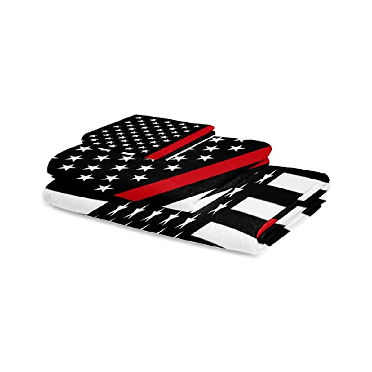 PakiInno Bath Towels Set Soft Absorbent Towels Red Line American Flag Respect Firefighter Sign Fluffy Shower Towel Hand Towel Washcloths for Fitness, Sports, Travel